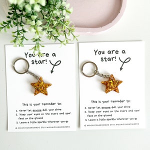 Gold Star Keychain, Positive Gifts for Friends, Thinking of You Gift ...