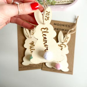 Personalised Rabbit Name Tags, Easter Rabbit Decorations, Custom Easter ...