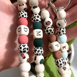 Leopard Print Wooden Keychain, Personalised Gift Keychain, Animal Print ...