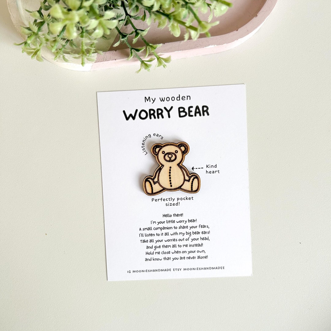 Wooden Worry Bear, Anxiety Relief Gift, Pocket Hug, Stress Relief Gift ...