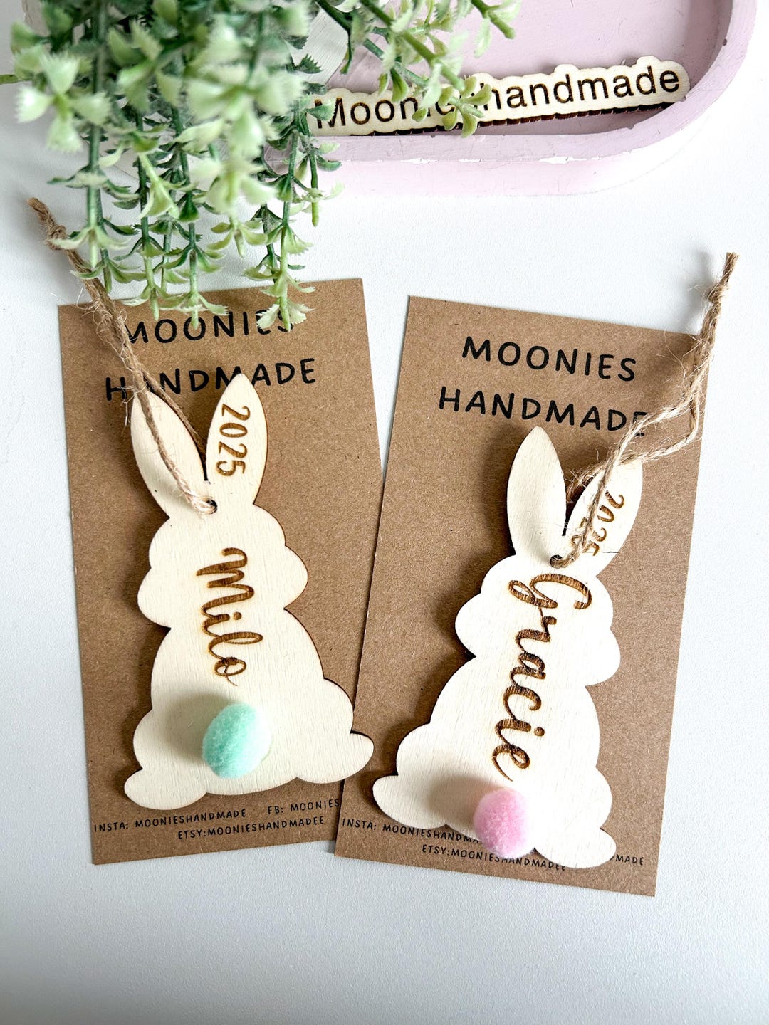 Personalised Rabbit Name Tags, Easter Rabbit Decorations, Custom Easter ...