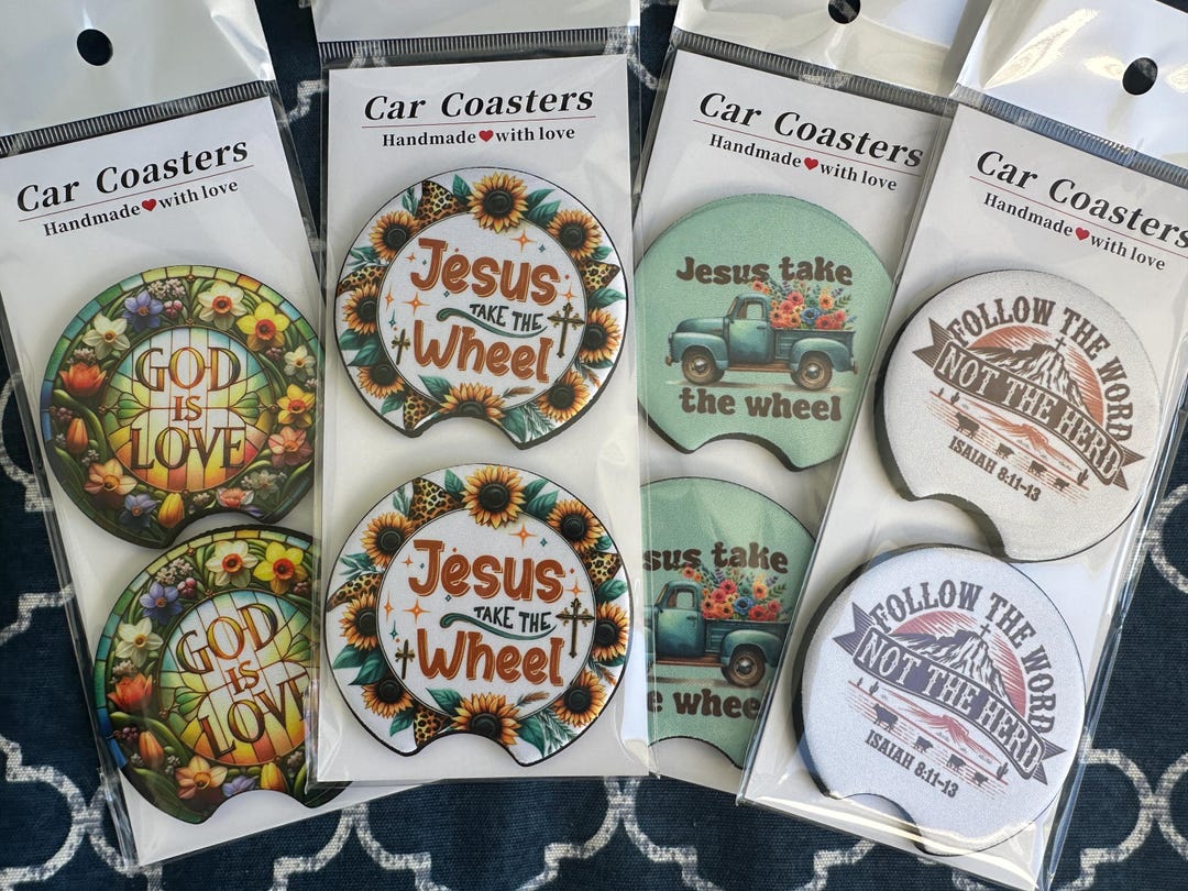 Christian Car Coasters: Faith-based Auto Decor, Set of 2 - Etsy