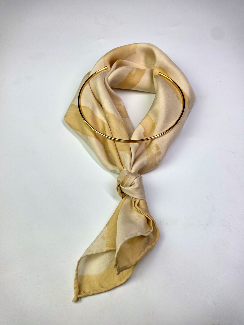Silk Scarf Gold Metal Choker, Silk Scarf Neck Cuff, Unique Scarf ...