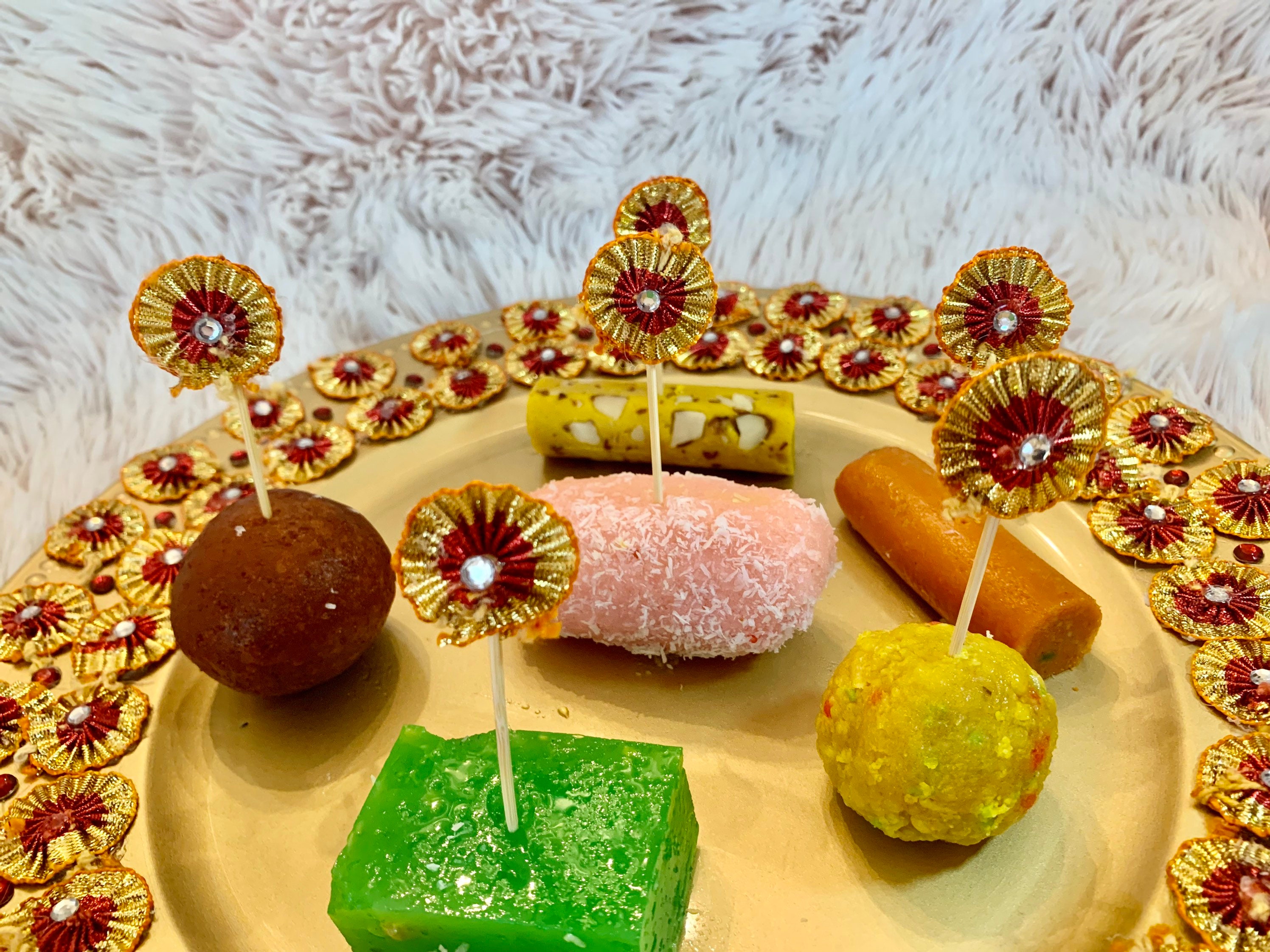 Mithai Toppers: Gota Flower Rhinestone Picks, Set of 12 - Etsy
