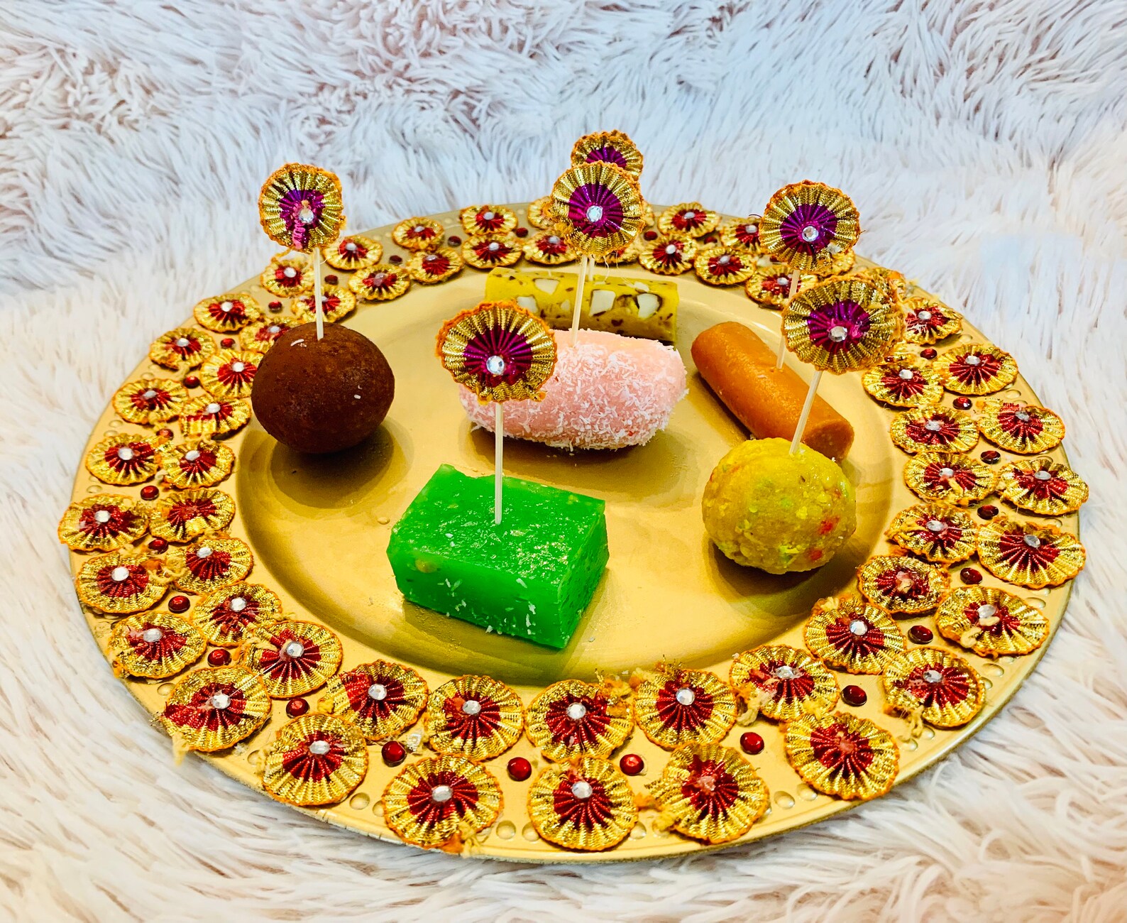 Mithai Toppers: Gota Flower Rhinestone Picks, Set of 12 - Etsy