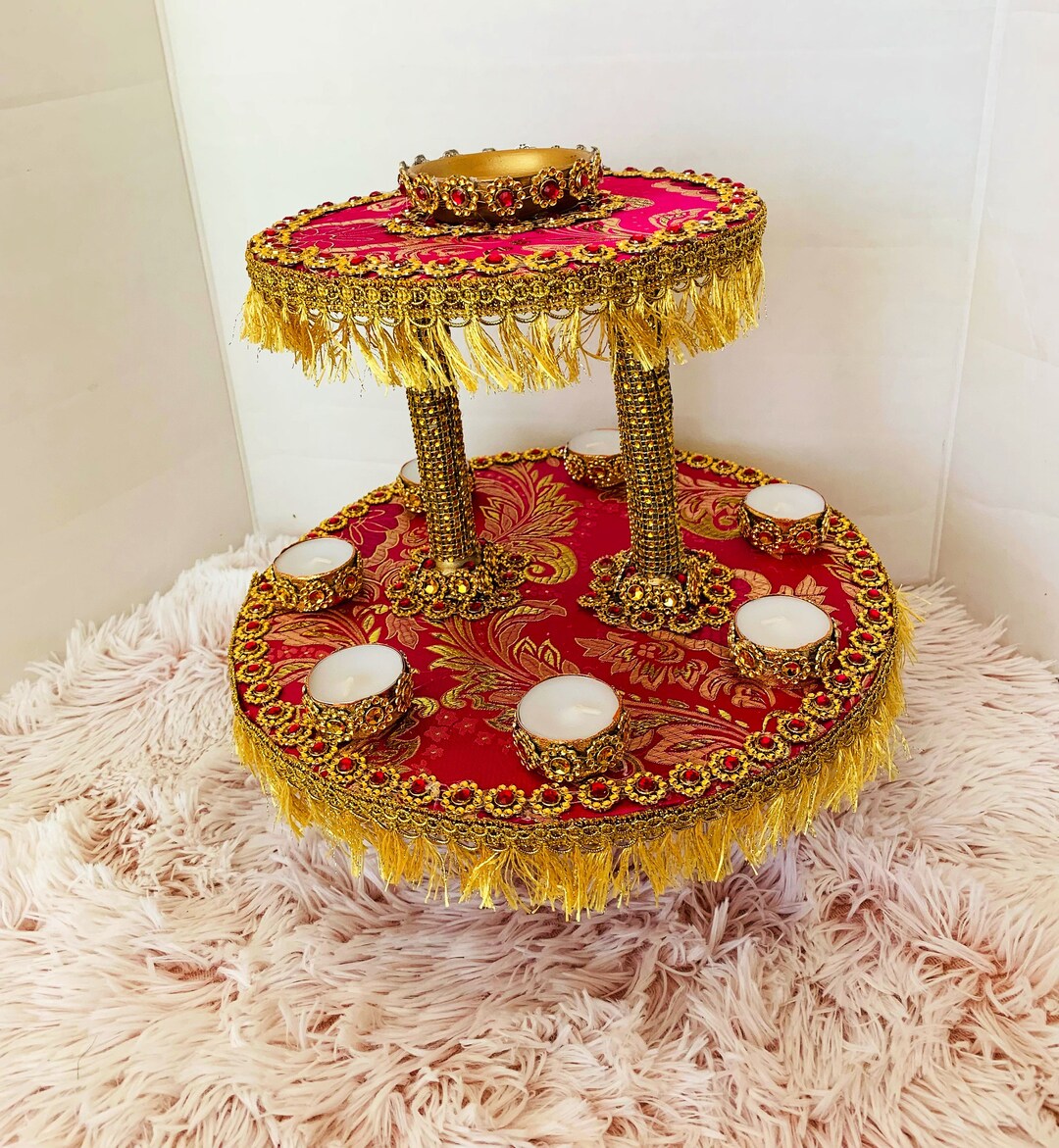 Two Tiered Tray, Mehndi Thaal, Mehndi Tray, Nikkah Thaal, Nikkah Tray ...