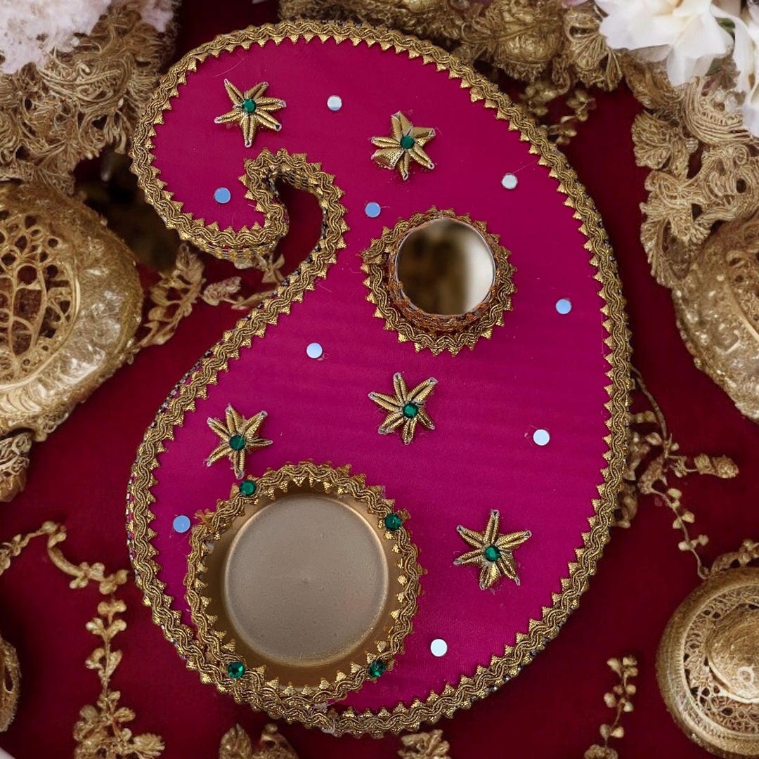 Maiyon Thaal, Mehndi Thaal, Pooja Thaal, Gota Decorated Tray - Etsy