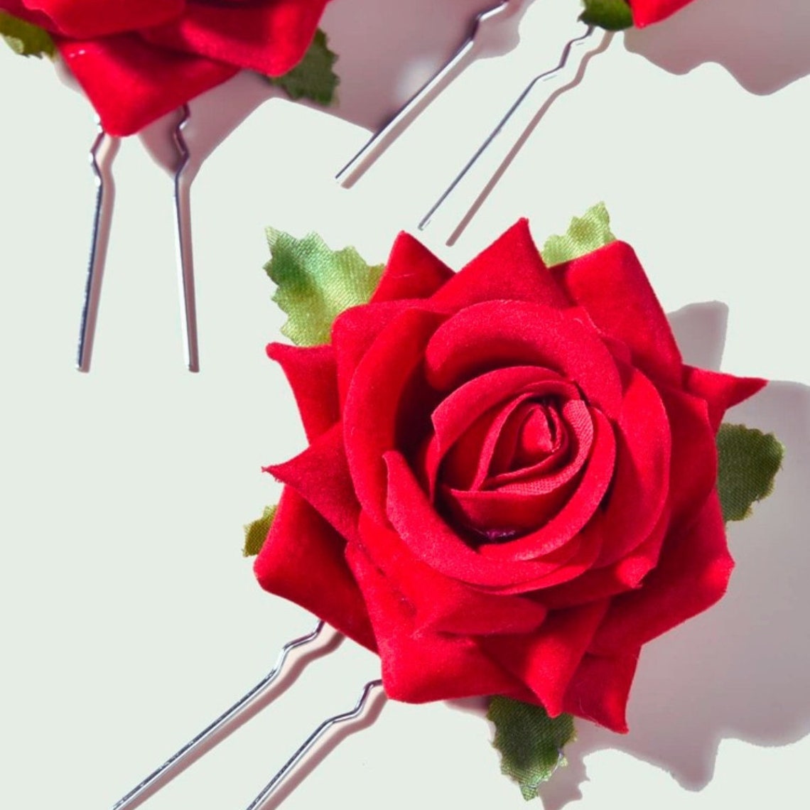 Red Rose Hair Pin, Jura Pins,bridal Hair Pins, Flower Hair Pins, Floral ...