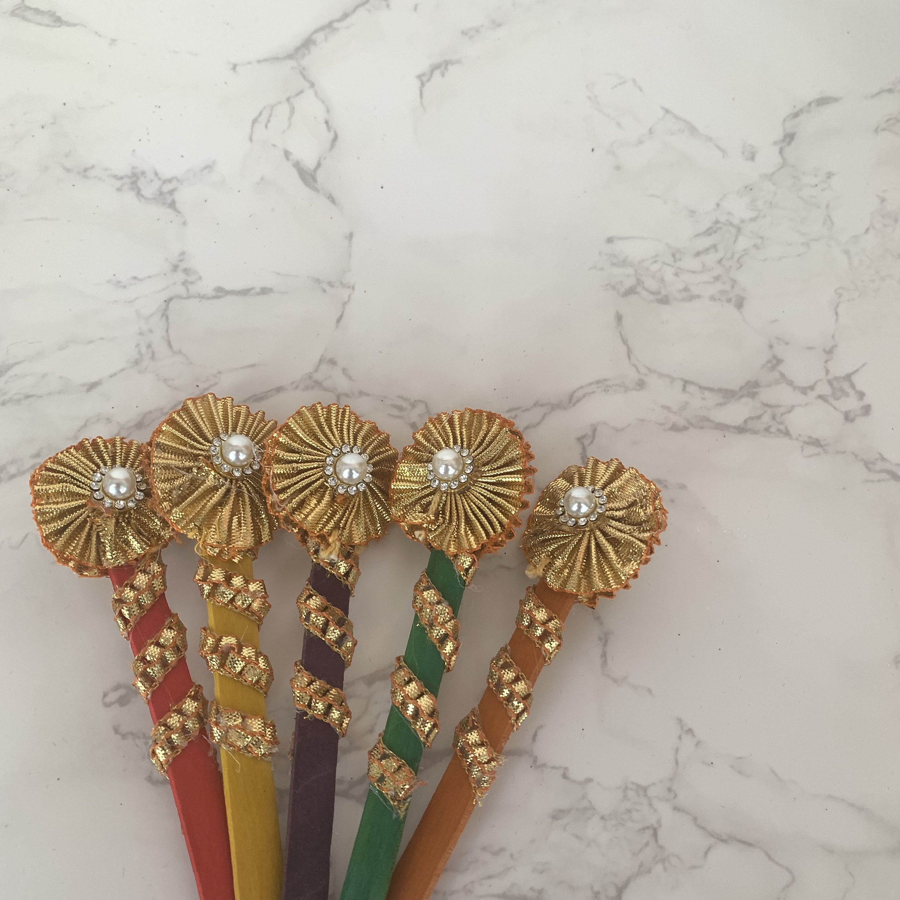Set of Five Mehndi Applicator Sticks, Mehndi Decor, Mehndi Thaal, Haldi ...