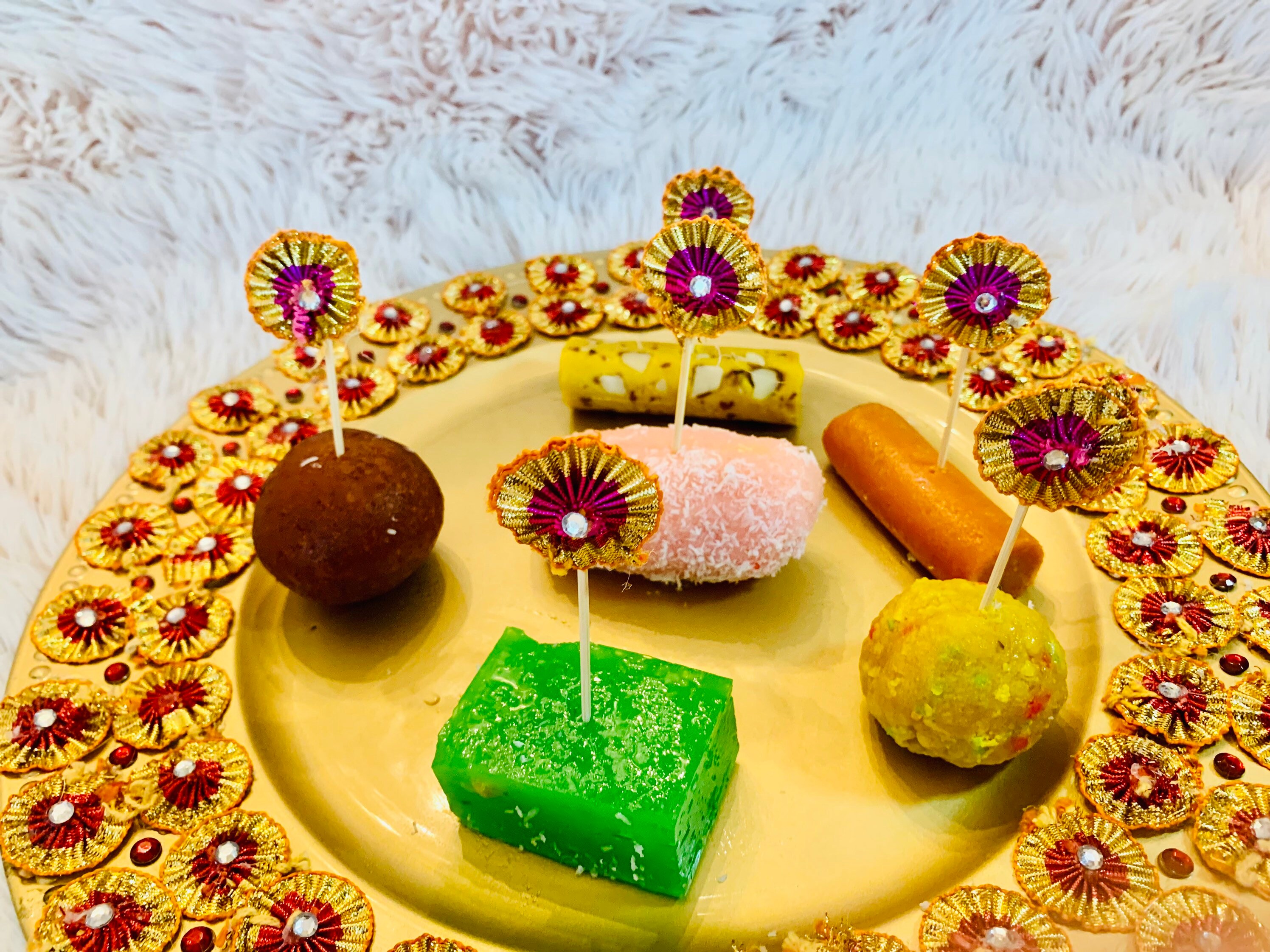 Mithai Toppers: Gota Flower Rhinestone Picks, Set of 12 - Etsy