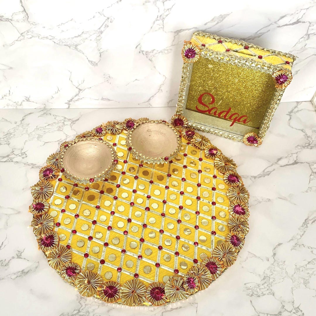 Mendhi Thaal, Sadqa Box, Maiyon Thaal, Rasam Tray , Gota - Etsy