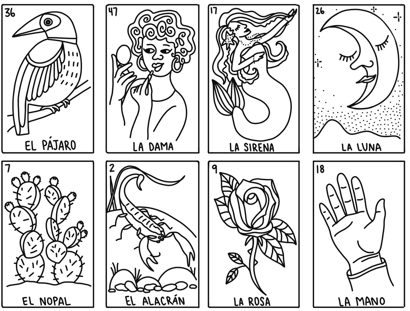 Lotería Coloring Page PDF Digital Download 8.5x11in - Etsy