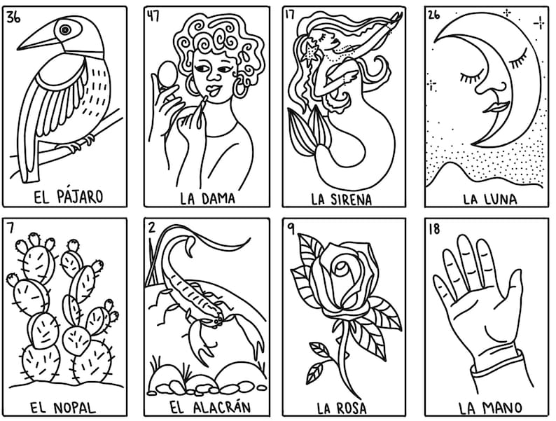 Lotería Coloring Page PDF Digital Download 8.5x11in - Etsy