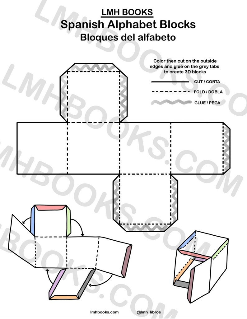 Spanish Alphabet Blocks Coloring Activity Printables for Ages 3 to 12 ...