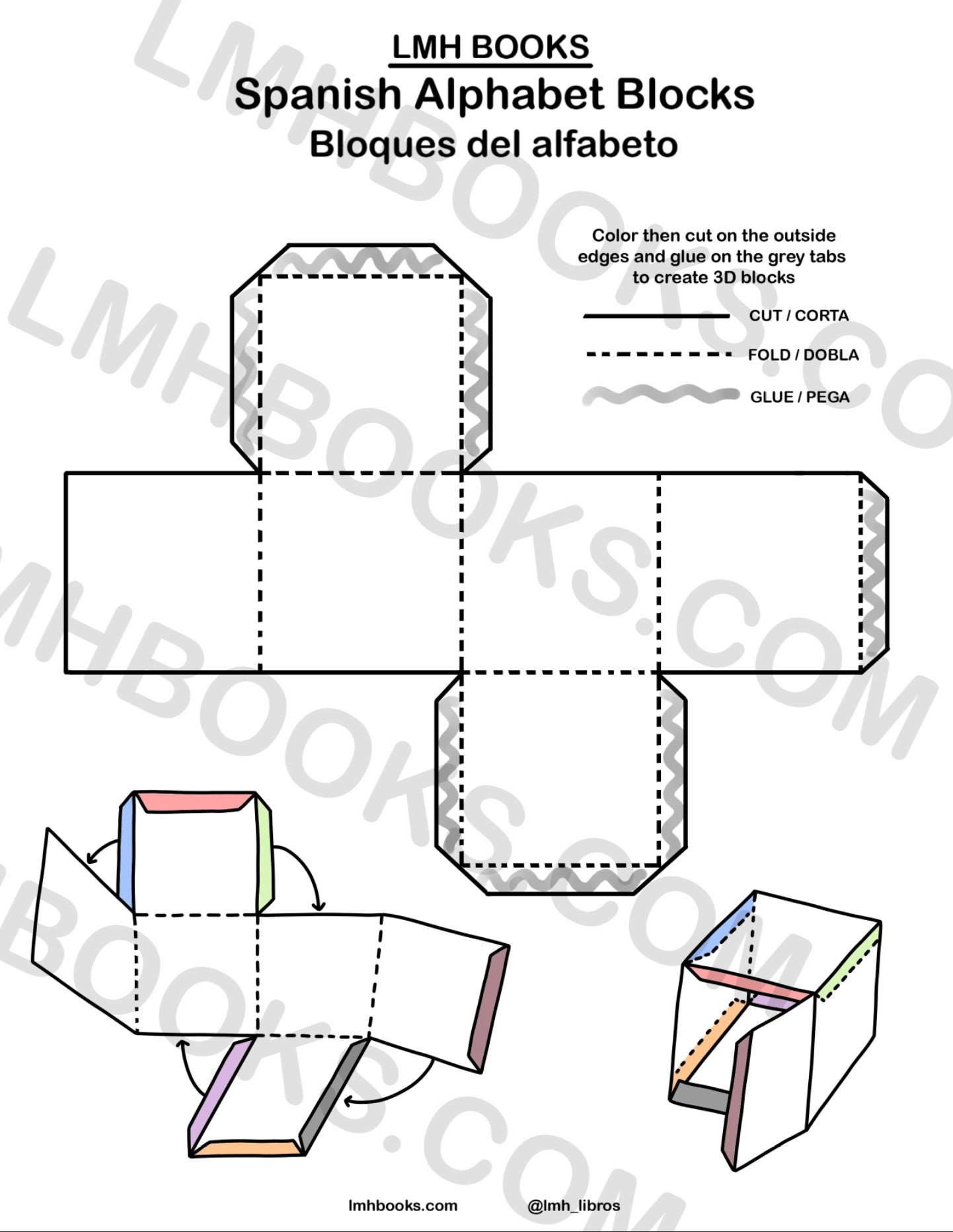 Spanish Alphabet Blocks Coloring Activity Printables for Ages 3 to 12 ...