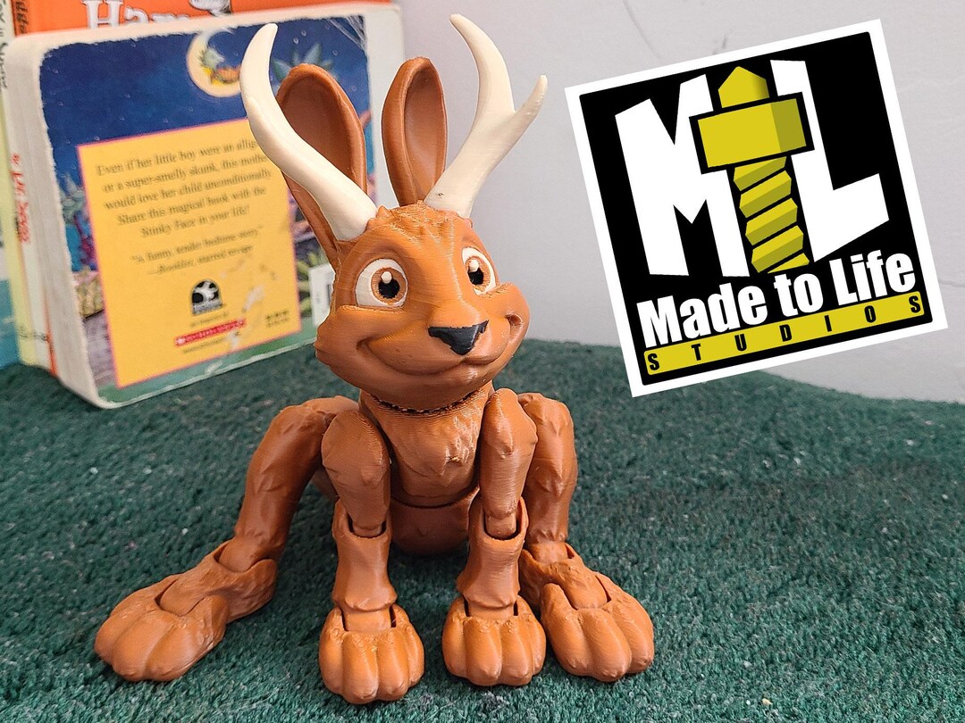 Whimsical 3D Printed Jackalope Figurine! 3D Printed Animals, Fantasy Creature Figurine. Perfect ...