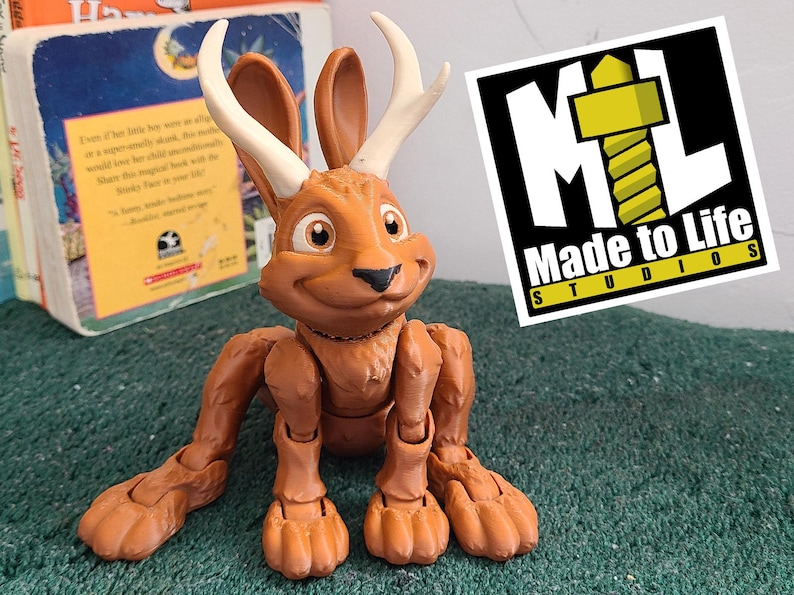 Whimsical 3D Printed Jackalope Figurine! 3D Printed Animals, Fantasy Creature Figurine. Perfect ...