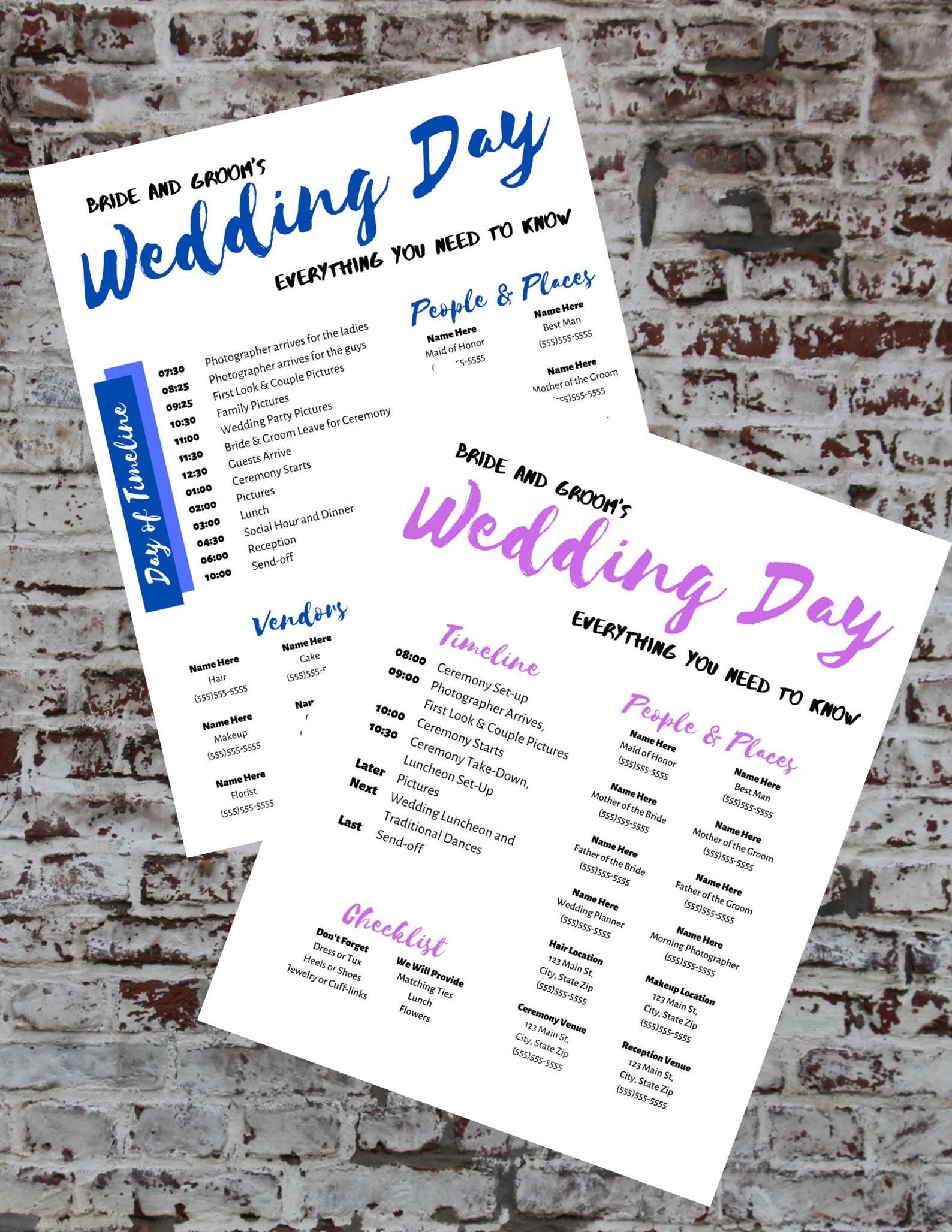 Editable Wedding Day Timeline Infographic | Etsy