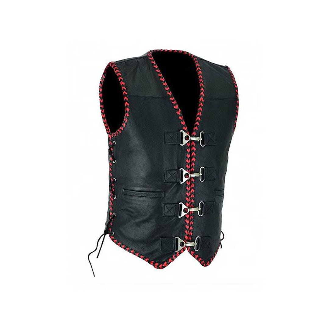 Mens Motorcycle Motorbike Vest, Cruiser Buckle Vest, Thick Cowhide ...