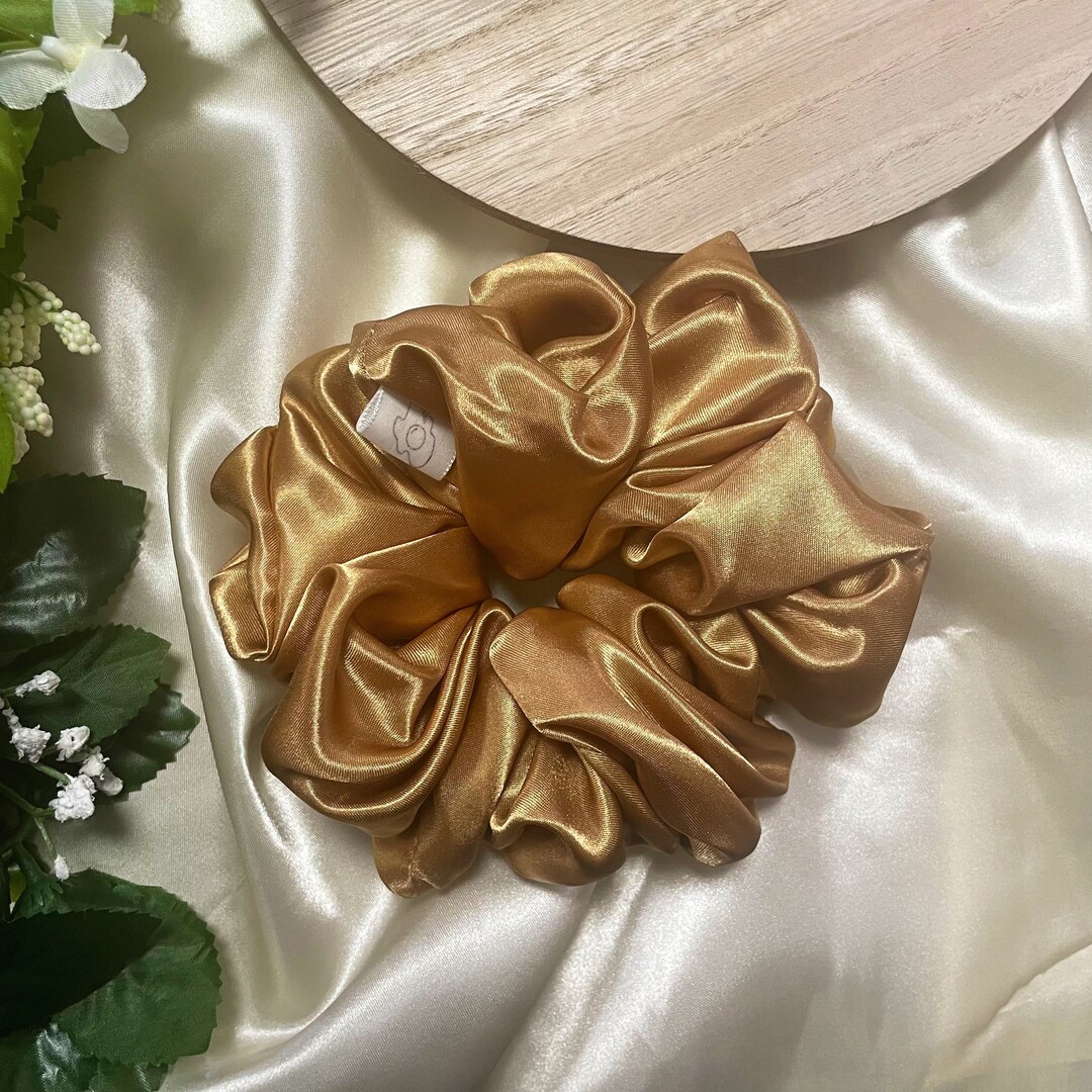 Gold Rush Satin Scrunchie | Gold Satin XL Luxury Scrunchie ...