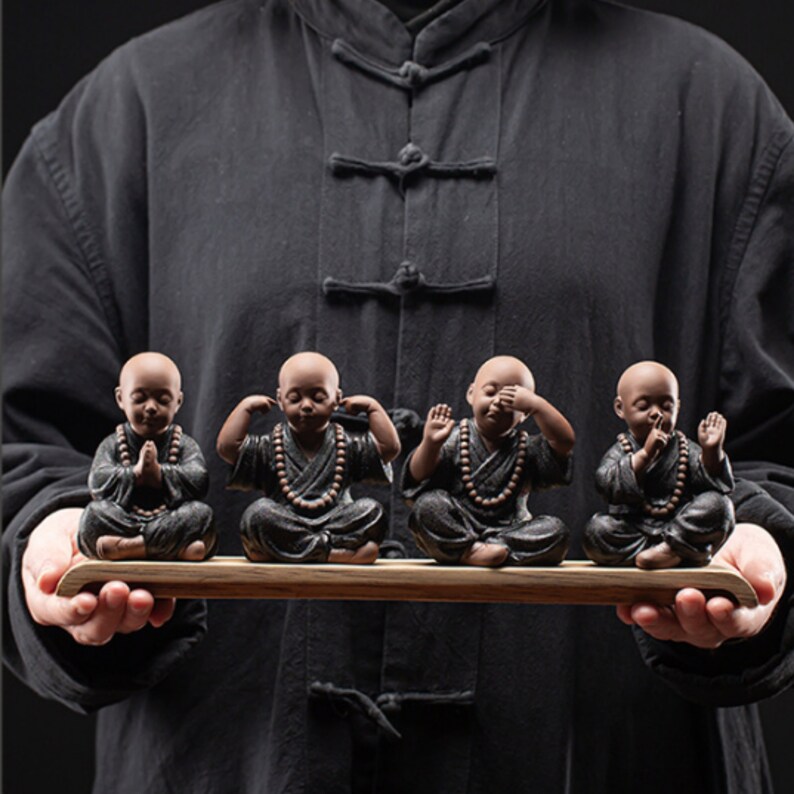 Cute Yoga Monk Statue Buddha Sculpture Novice Monk Ceramic - Etsy