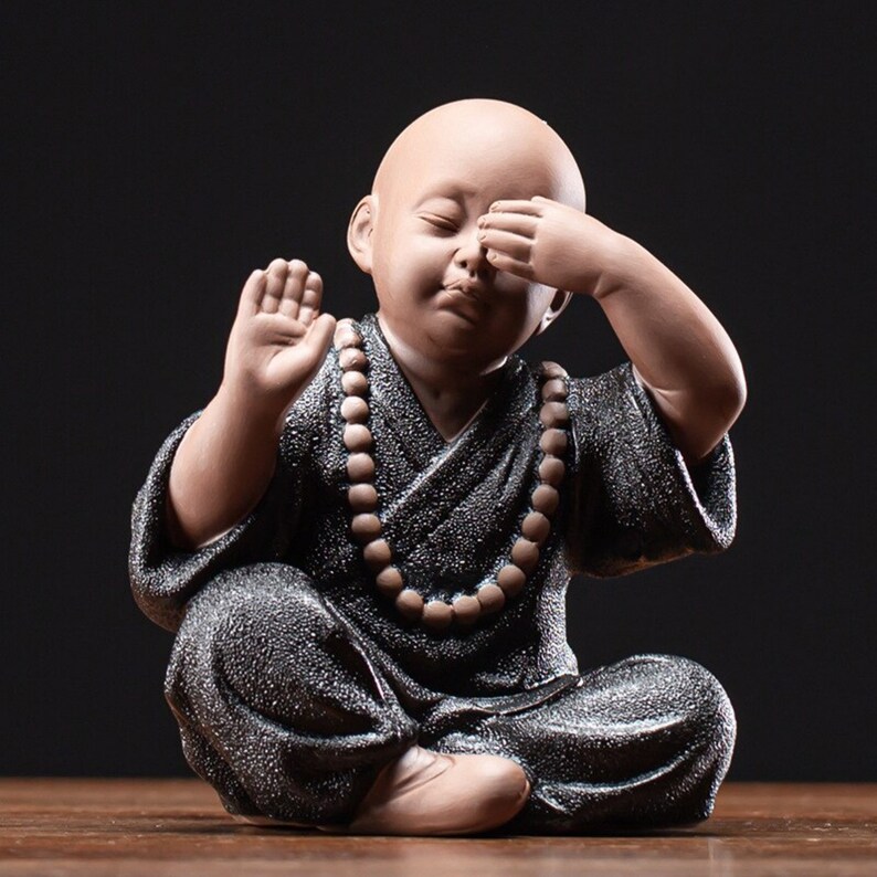 Cute Yoga Monk Statue Buddha Sculpture Novice Monk Ceramic - Etsy