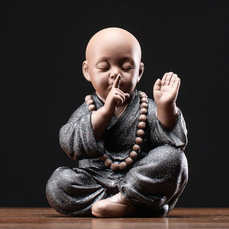 Cute Yoga Monk Statue Buddha Sculpture Novice Monk Ceramic - Etsy