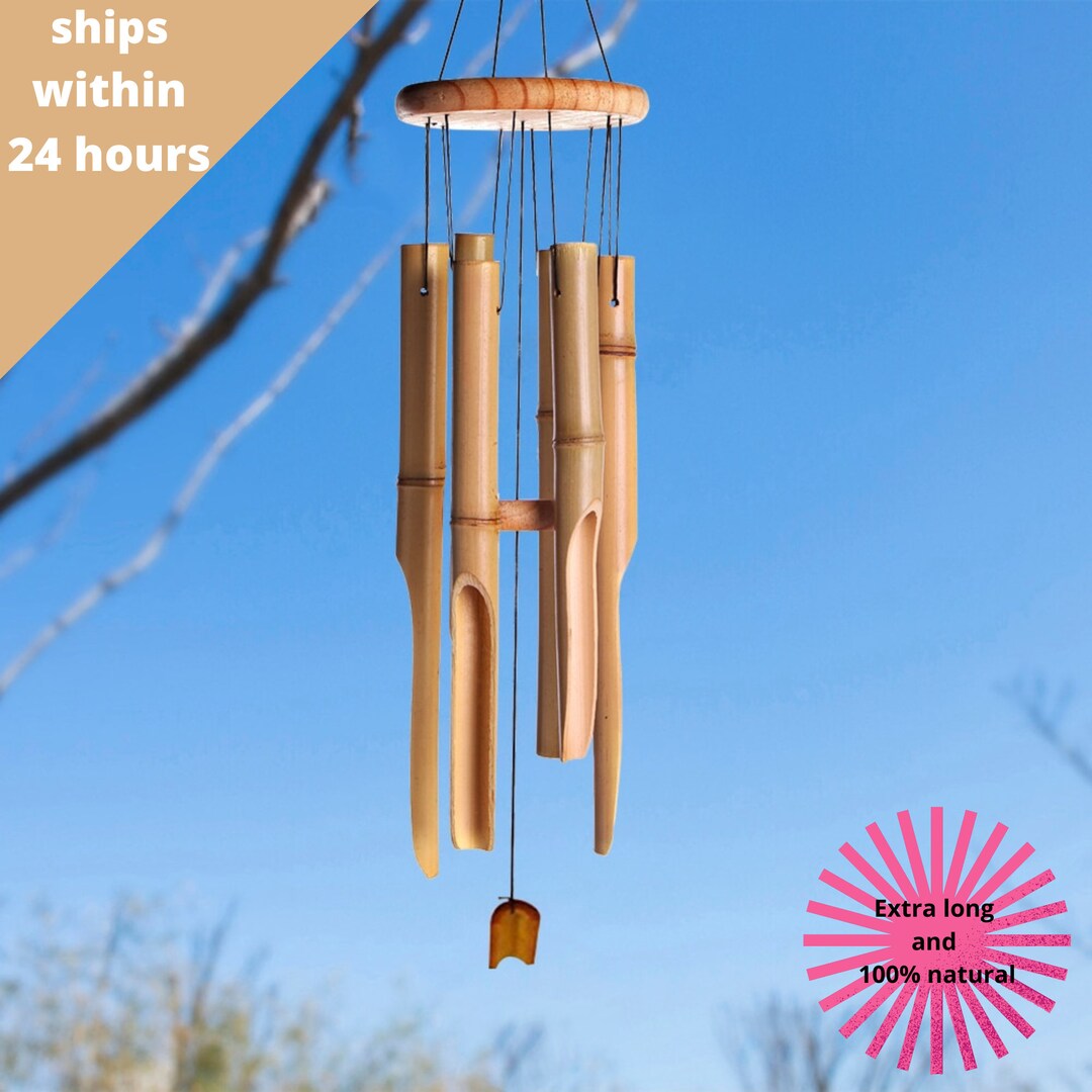 Bamboo Wind Chime 33 Inch Chapel Bell 6 Tube Wind Bell Outdoor Garden ...