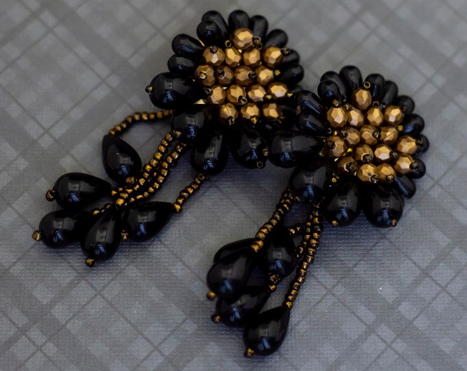Huge Vintage Gothic Flowers Clip on Earrings, G37 - Etsy