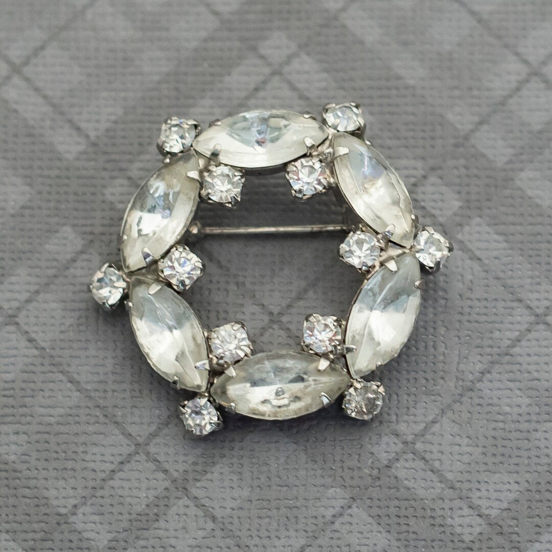 Vintage Victorian Silver Tone Gemstone Broche G10 - Etsy France