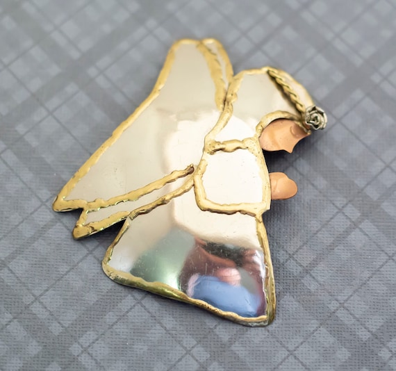 Vintage Praying Golden Angel Brooch by Mexico - G26 - Gem