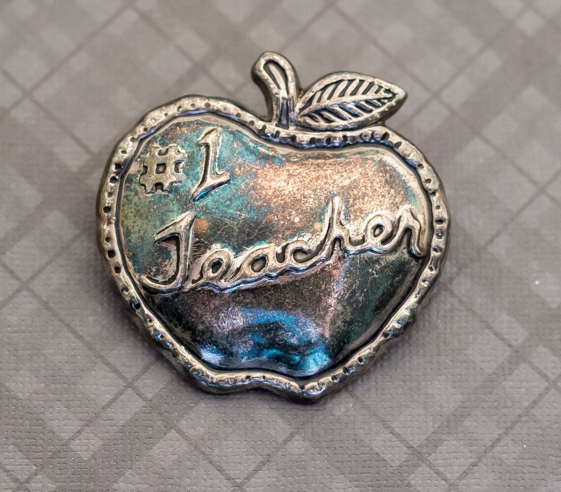 Vintage Silver Tone #1 Teacher Brooch G17 - Etsy
