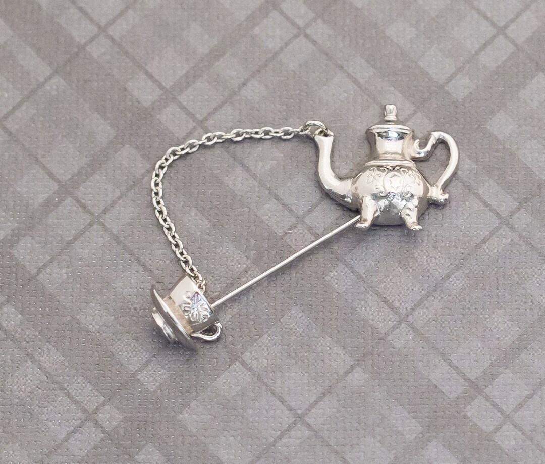 Vintage Gothic Silver Tone Tea Kettle Stick Pin by Avon G8 - Etsy