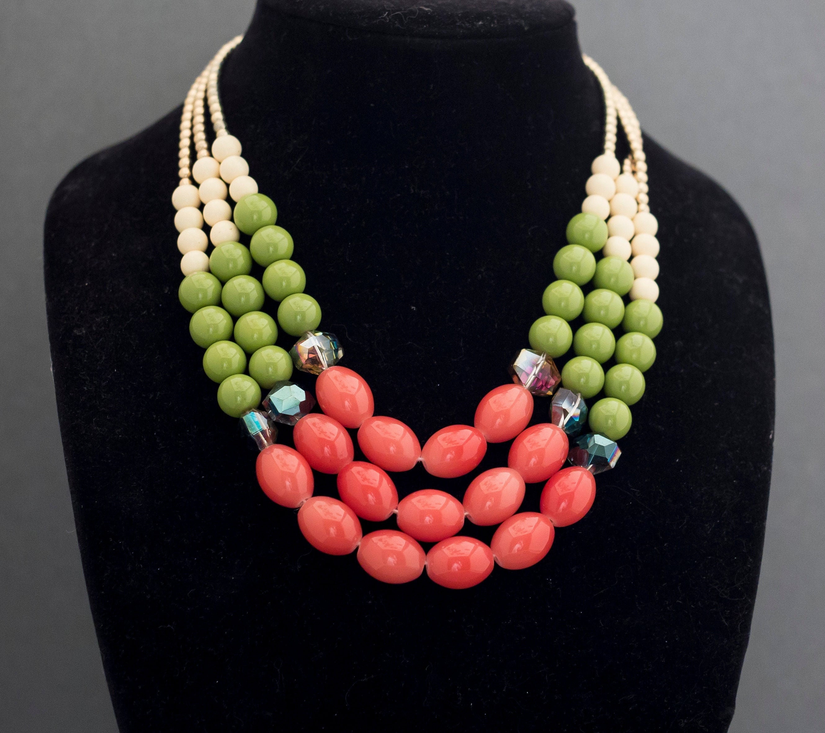 Vintage Boho Bunte Perlen Halskette 18 Zoll G19 - Etsy.de