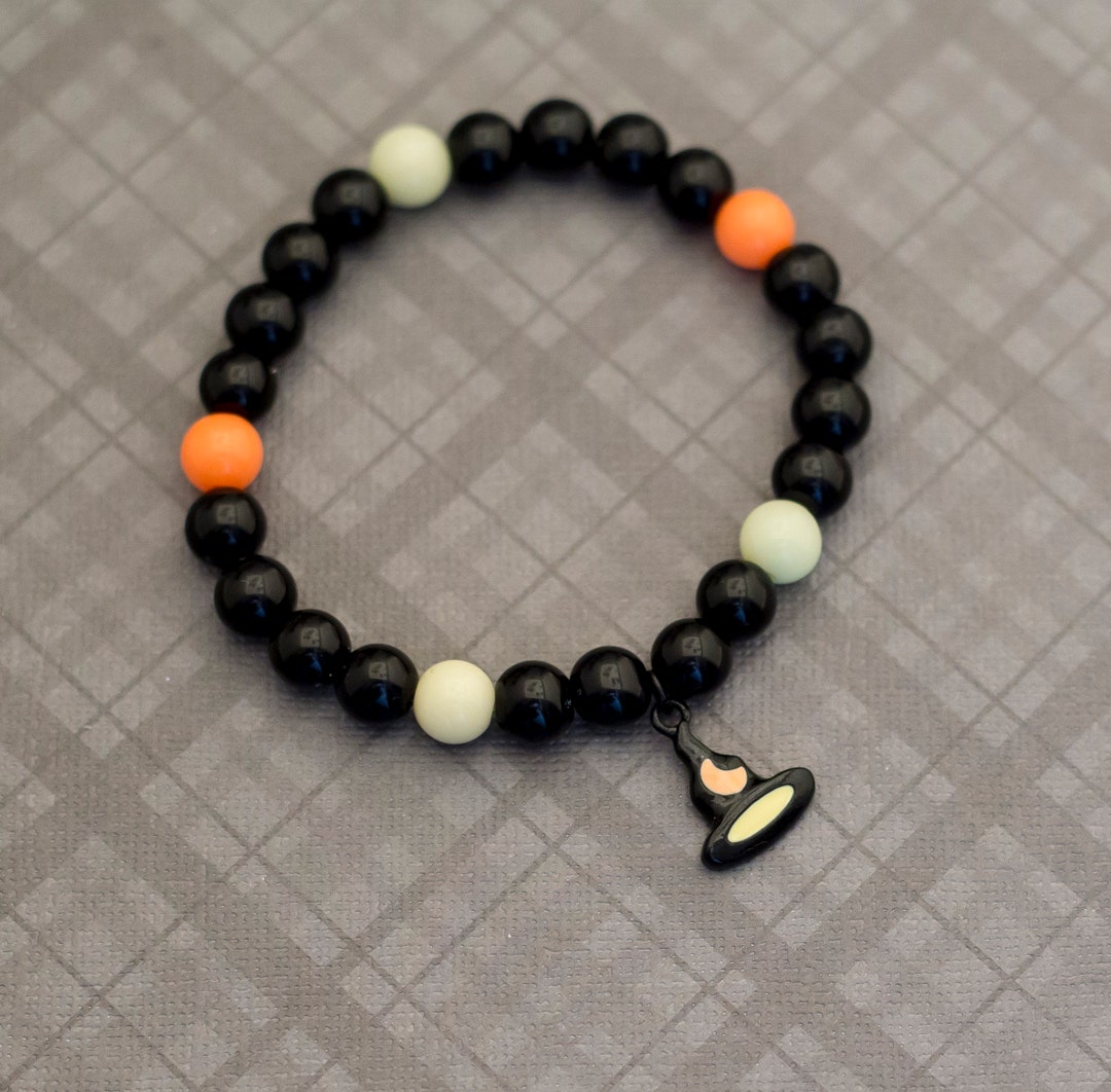 Vintage Halloween Witch Hat Adjustable Black Beaded Bracelet by Avon ...
