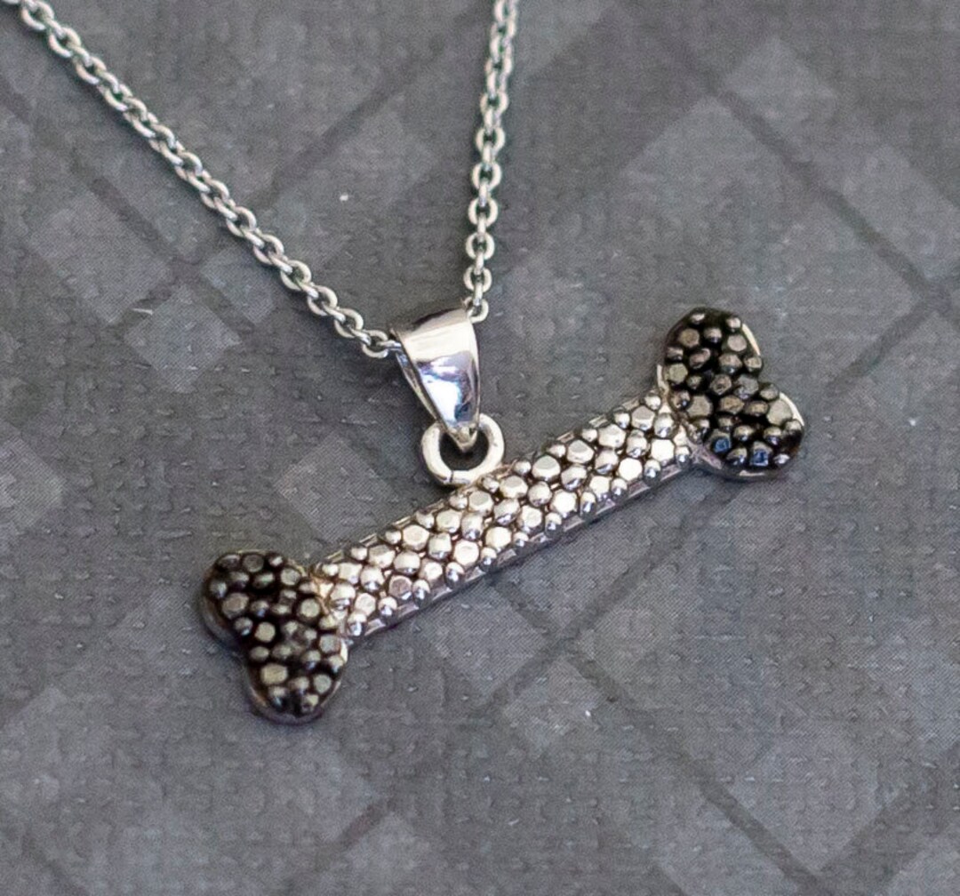 Vintage Dog Bone Pendant Necklace in Sterling Silver, 18 Inches - G36 ...