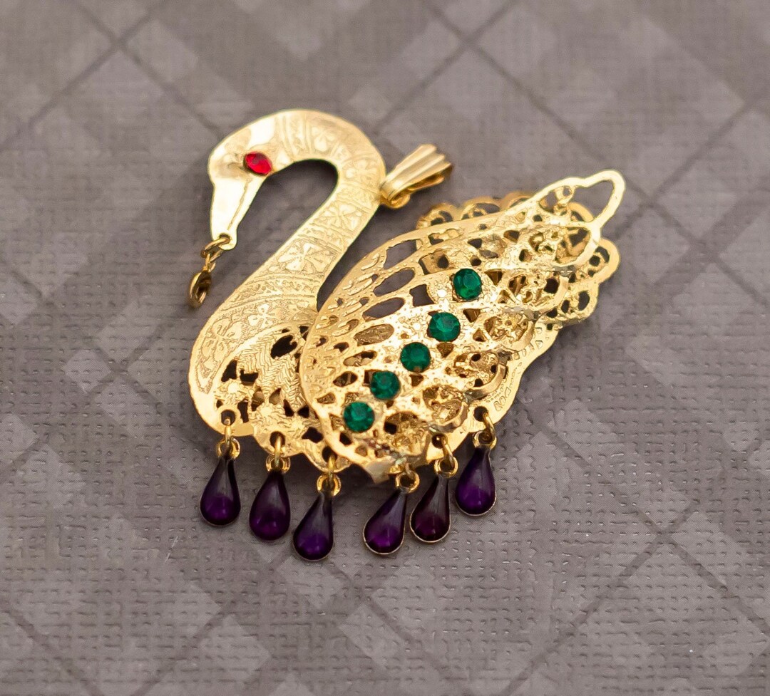 Broche vintage Golden Gypsy Swan Bird G25 - Etsy France