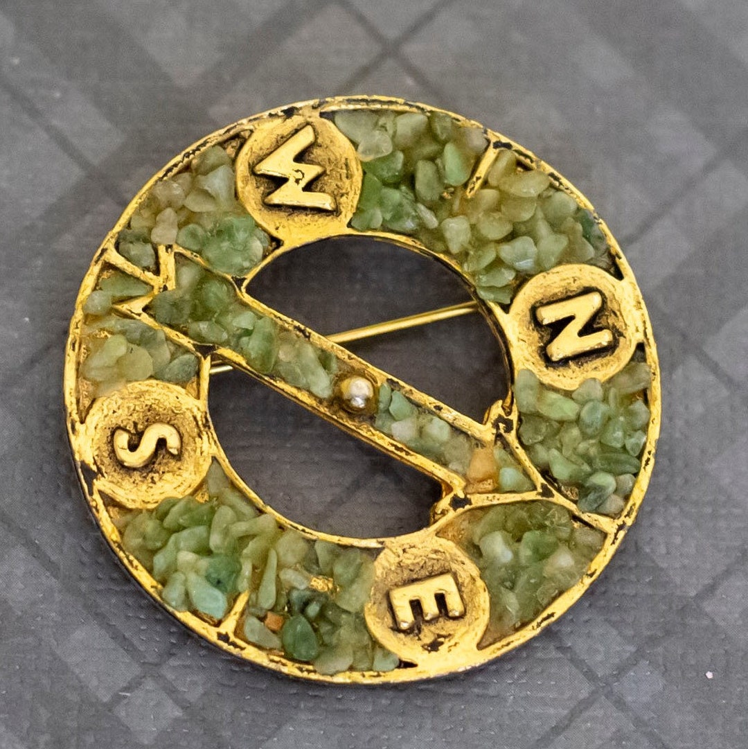 Vintage Abstract Compass Replica Gold Tone Brooch, G41 - Etsy