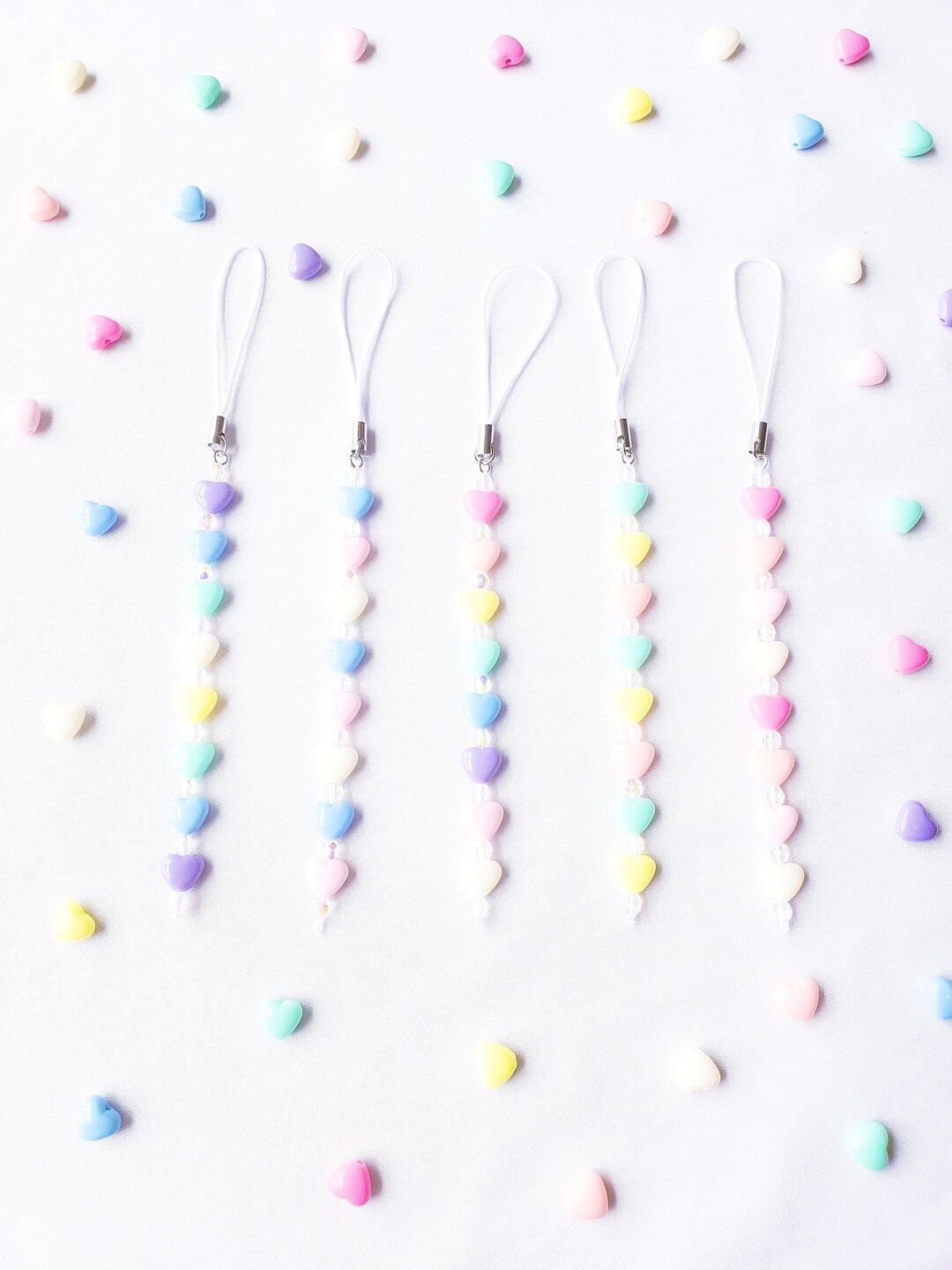 Pastel Beaded Phone Charm / Cute Phone Keychain / Cute Beaded Phone ...