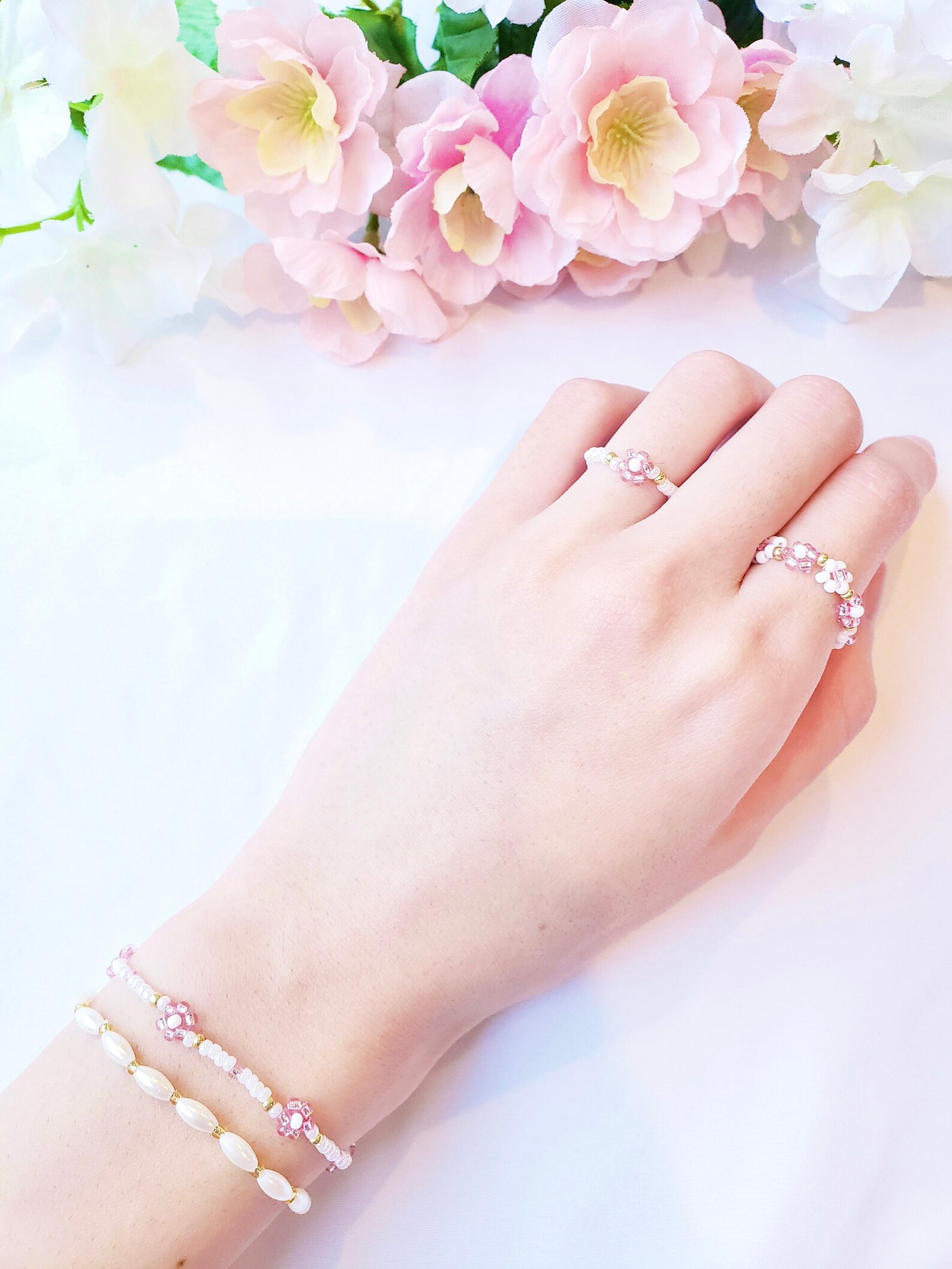 Cute Beaded Bracelet / Pastel Beaded Rings / Colorful Beaded - Etsy