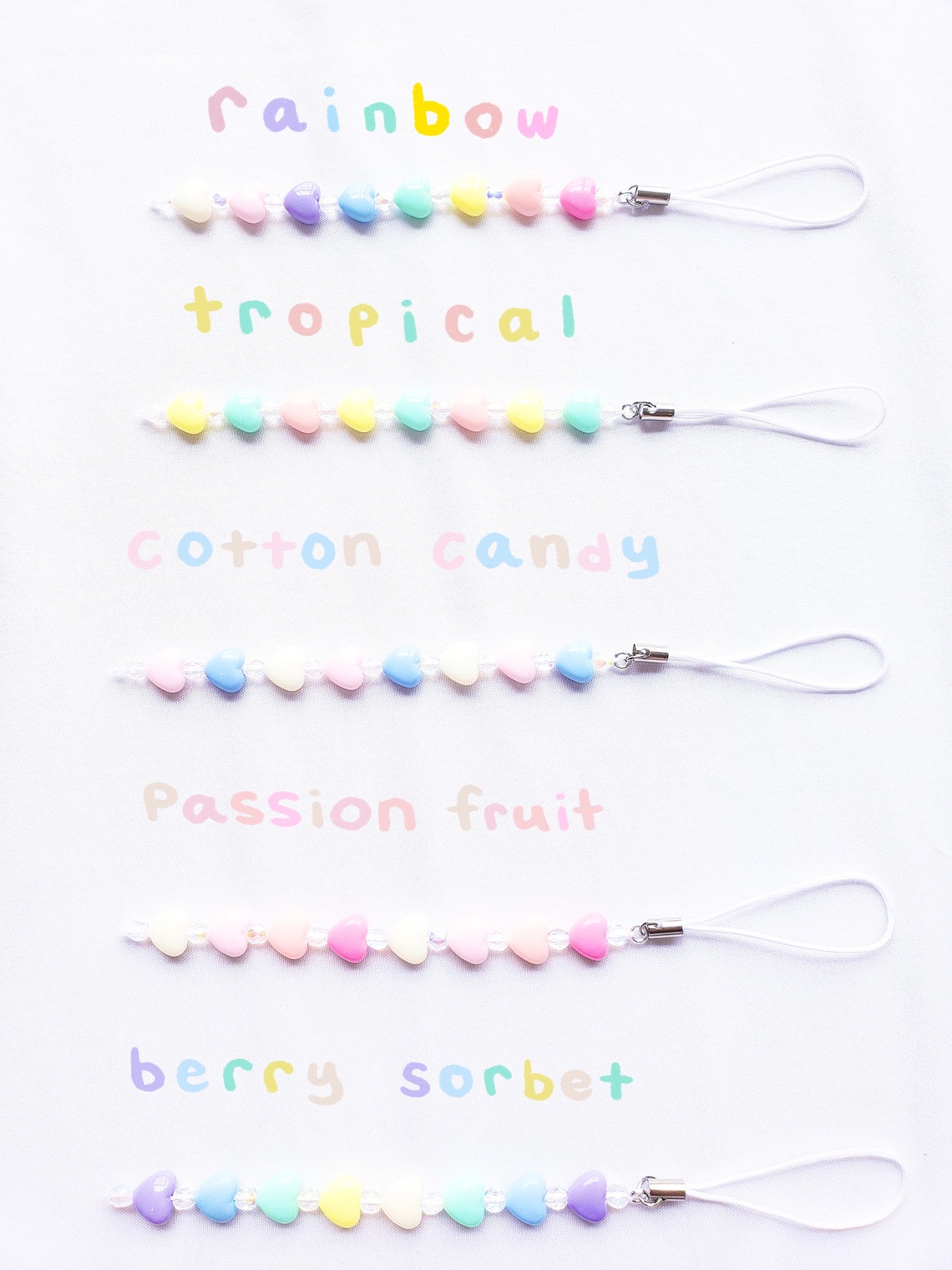 Pastel Beaded Phone Charm / Cute Phone Keychain / Cute Beaded Phone ...