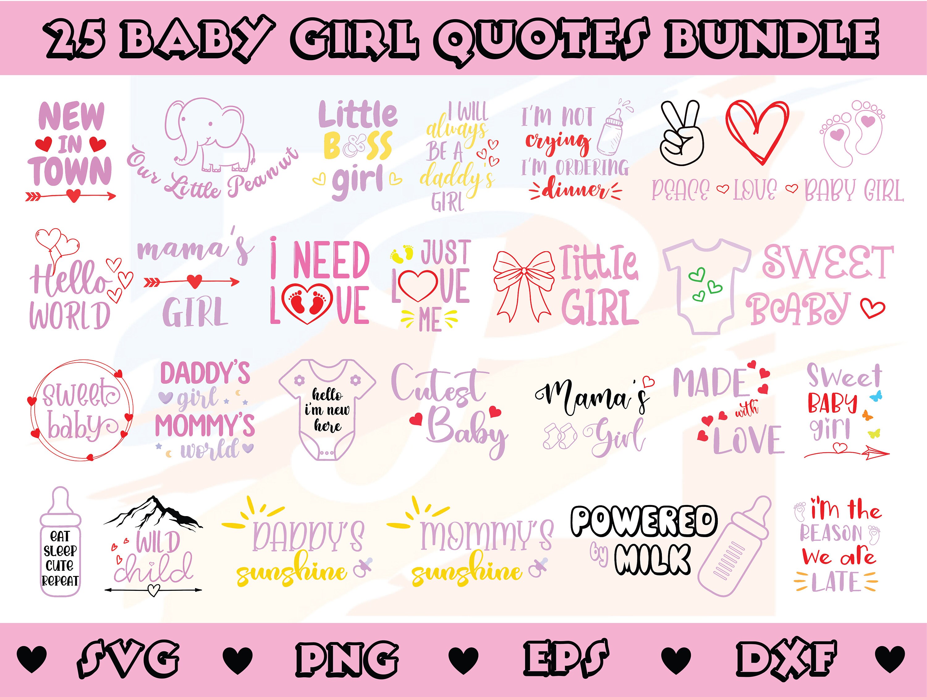 Baby Girl Quotes SVG, Baby Girl SVG, Baby Girl Quotes Clipart, Baby ...
