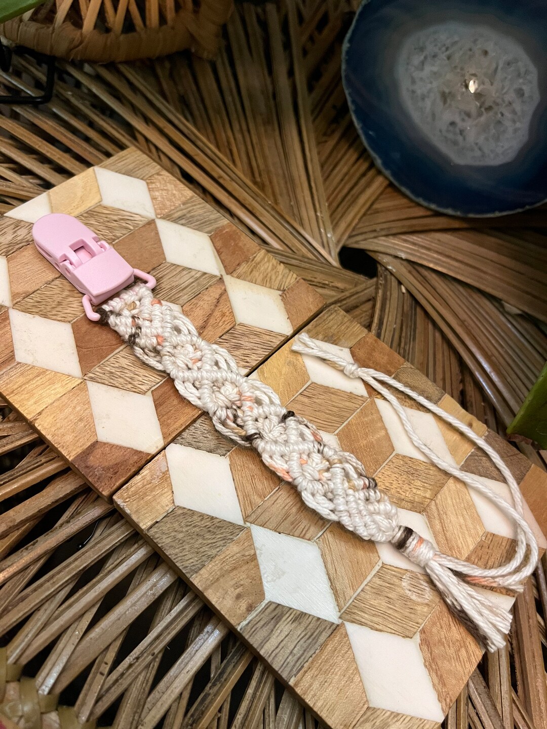 Macramé “poppy” Binky Clip - Etsy