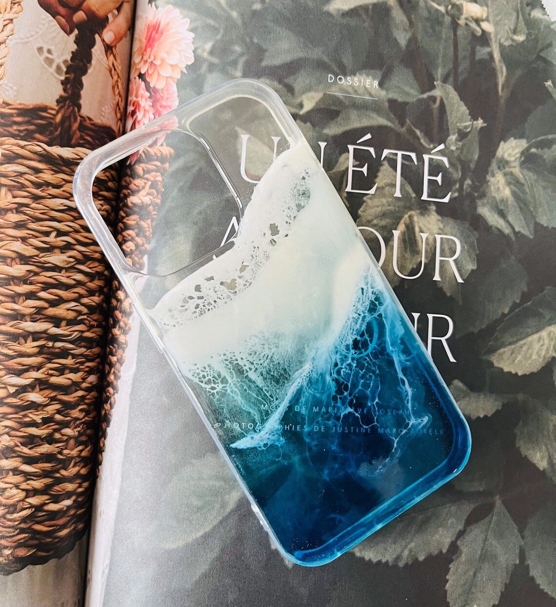 Handmade Ocean Wave Resin Phone Case – Beach Epoxy Cover for iPhone 17 ...