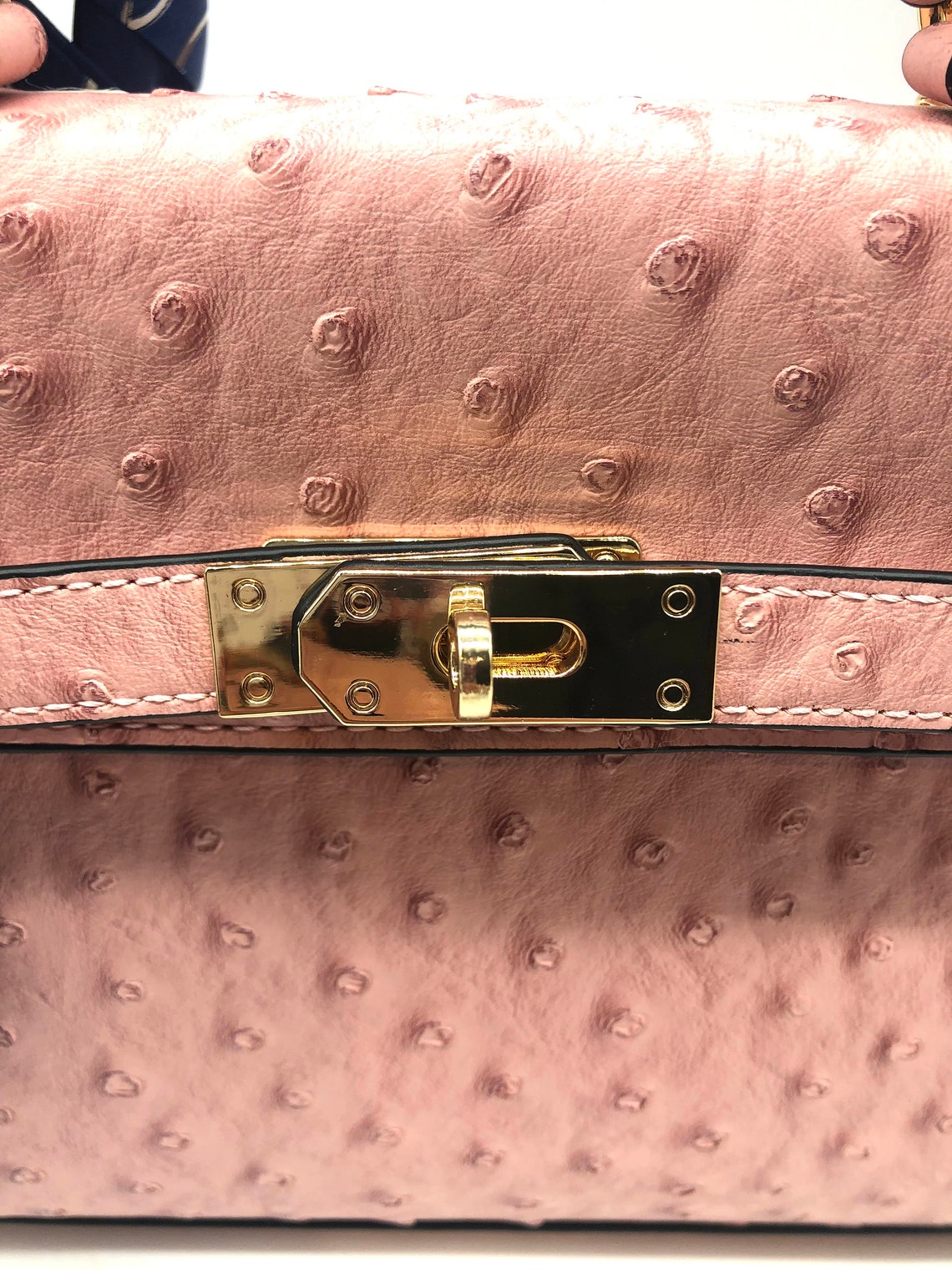 Pink Purse, Ostrich Embossed Padlock Satchel Set Pink Purses, New ...