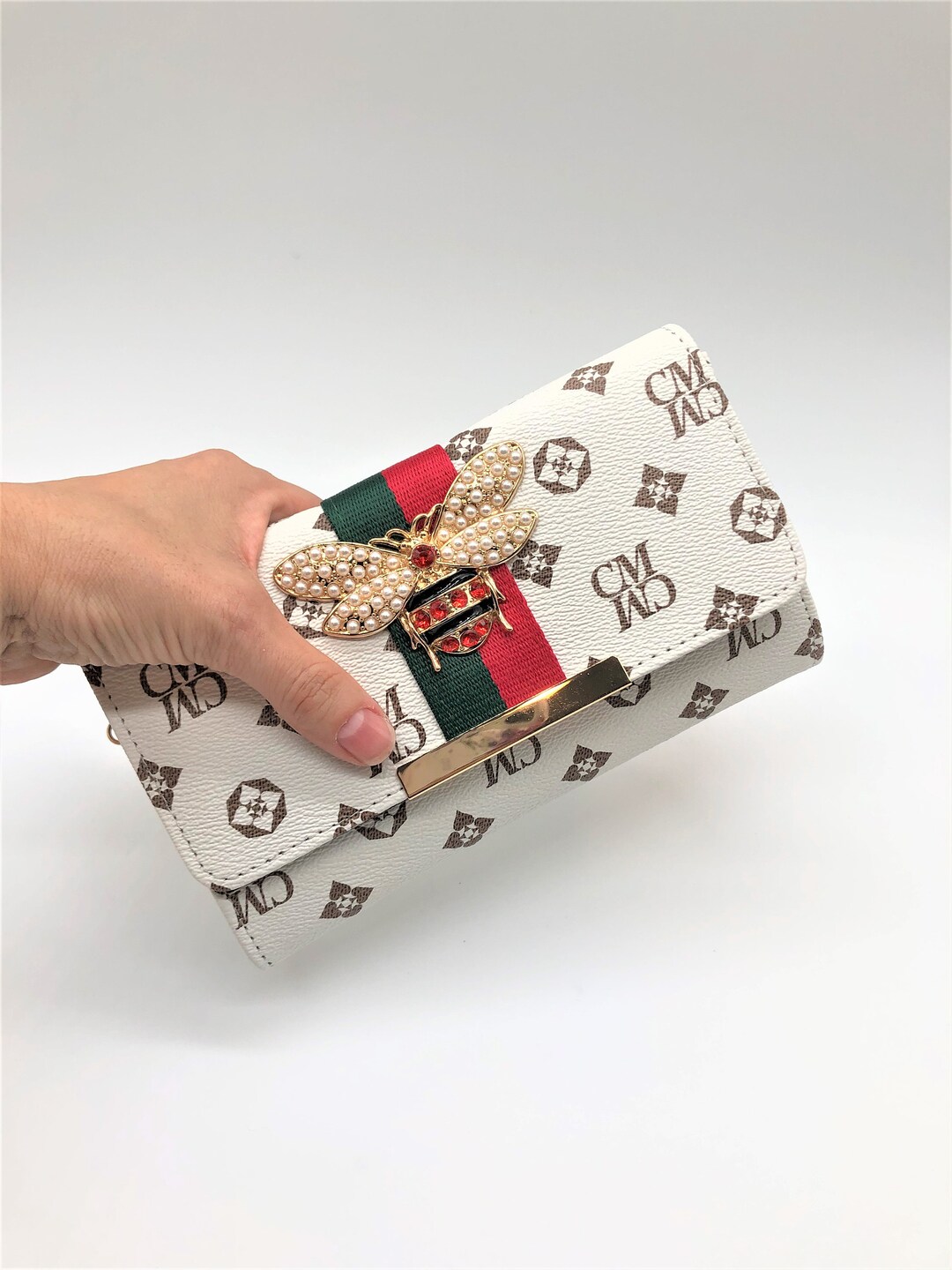 Vintage Queen Bee Stripe Monogram Clutch Wallet | vintage Designer ...