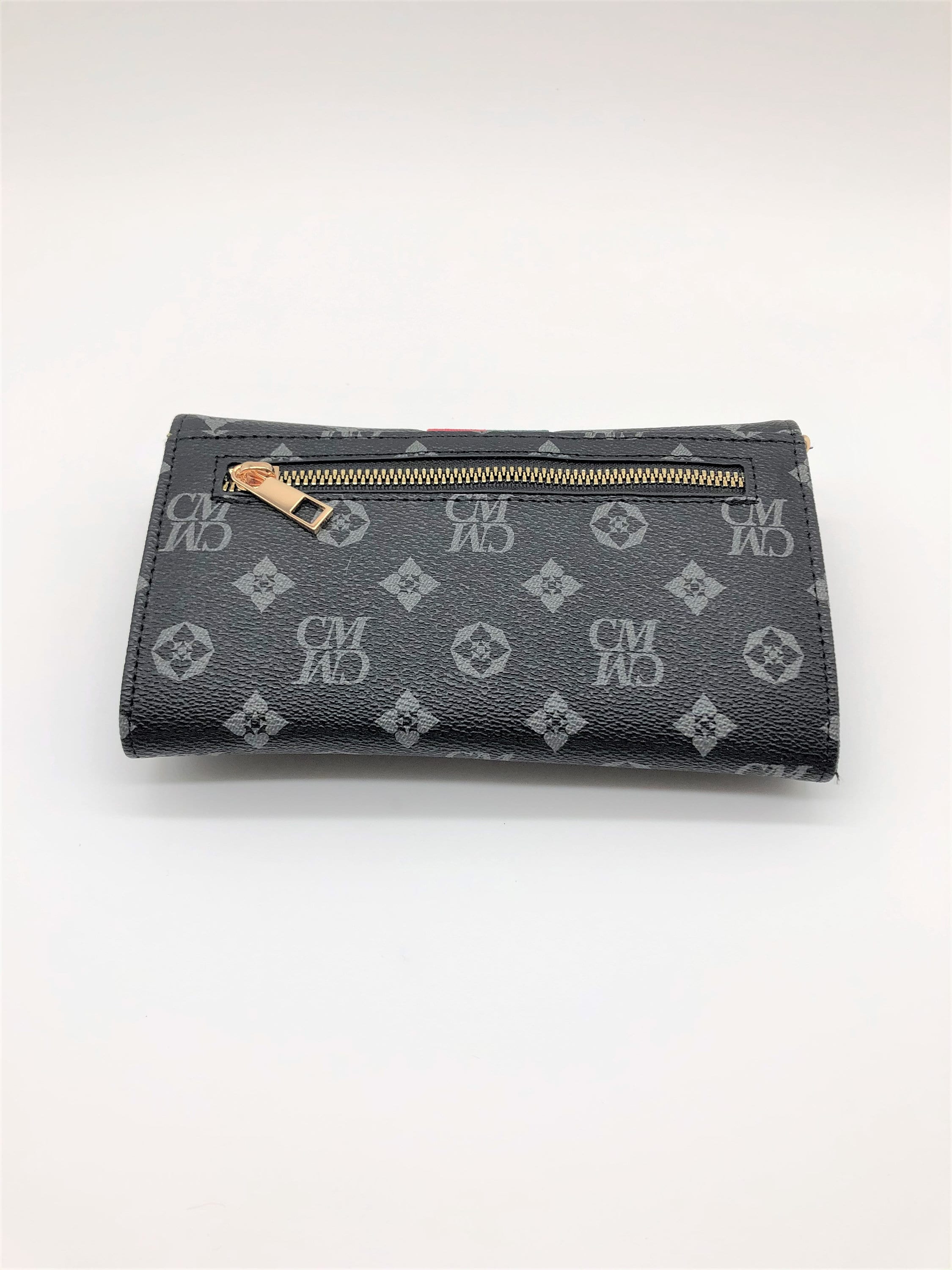 Queen Bee Stripe Monogram Clutch Wallet in Black | charis MA, New ...