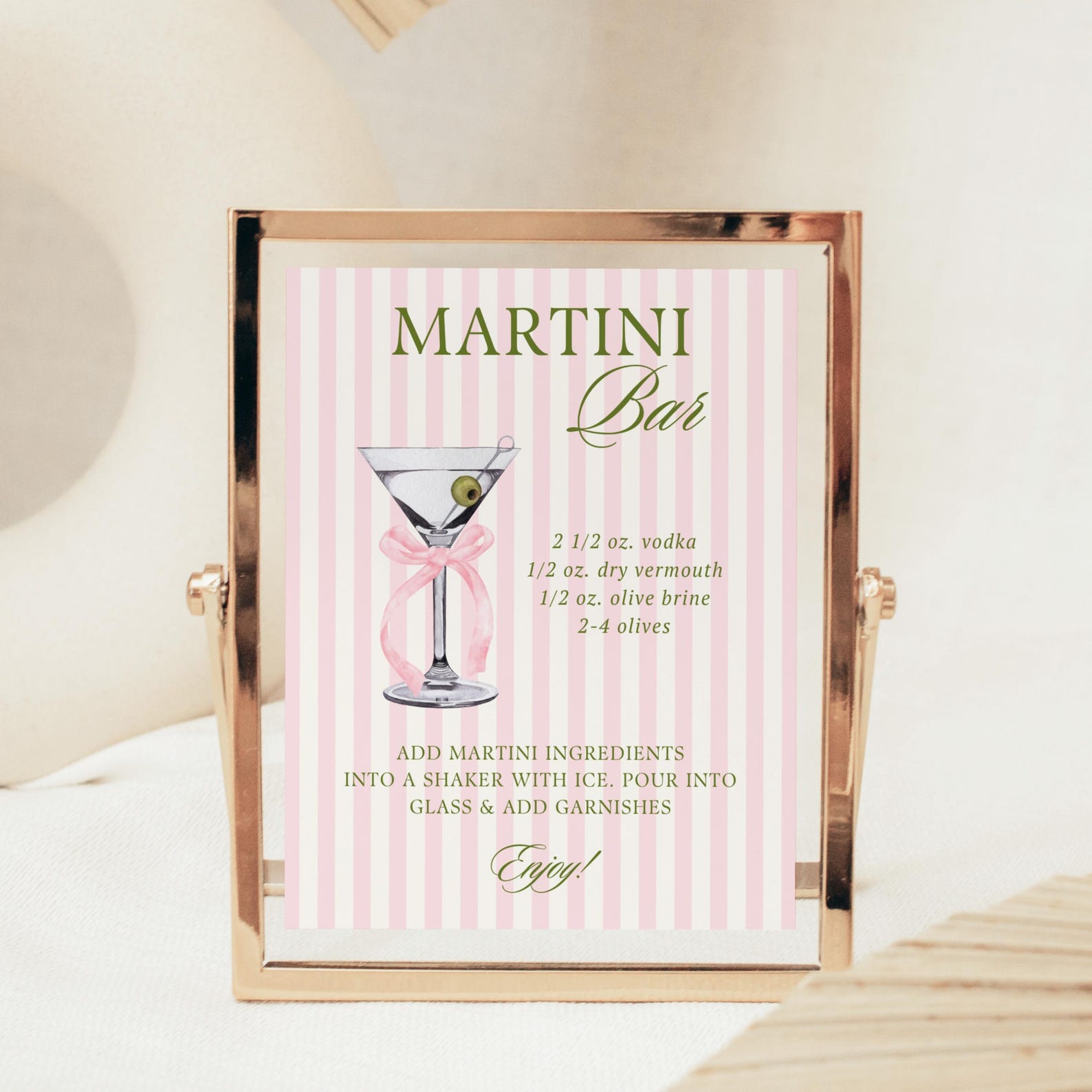 Olive Martini Pink Bar Poster Sign 8x10, Download, PDF, Custom, Canva ...