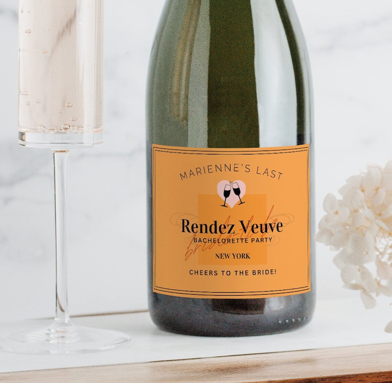 Veuve Bachelorette Champagne Label: Last Rendezvous, Editable Canva ...
