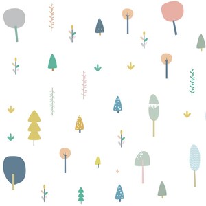 Forest Wall Decal - Pines and Round Trees | Removable, High Quality ...